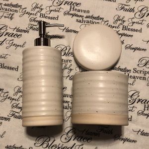 Threshold | Bath | Threshold Soap Pump And Canister Set Cream And Tan ...